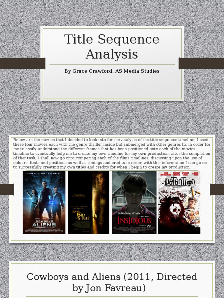 Title Sequence Analysis | PDF | Actor | Thriller (Genre)