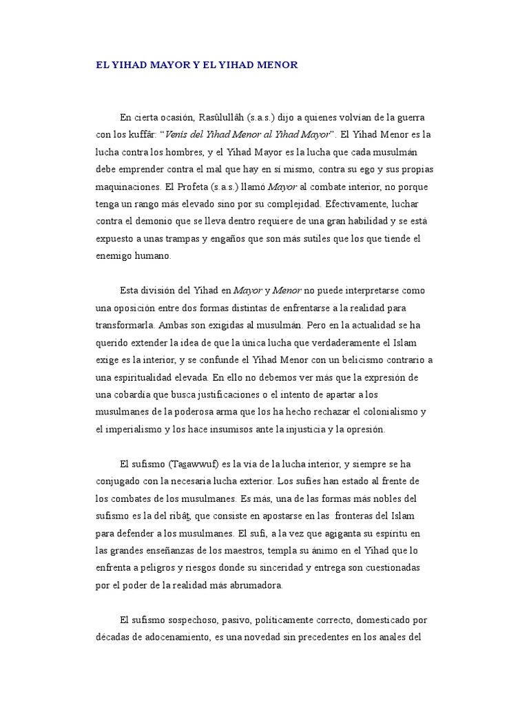 El Yihad Mayor y El Yihad Menor | PDF | Yihad | El sufismo