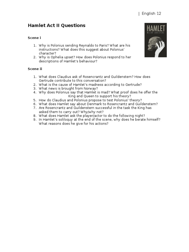 Hamlet Act II Questions | PDF