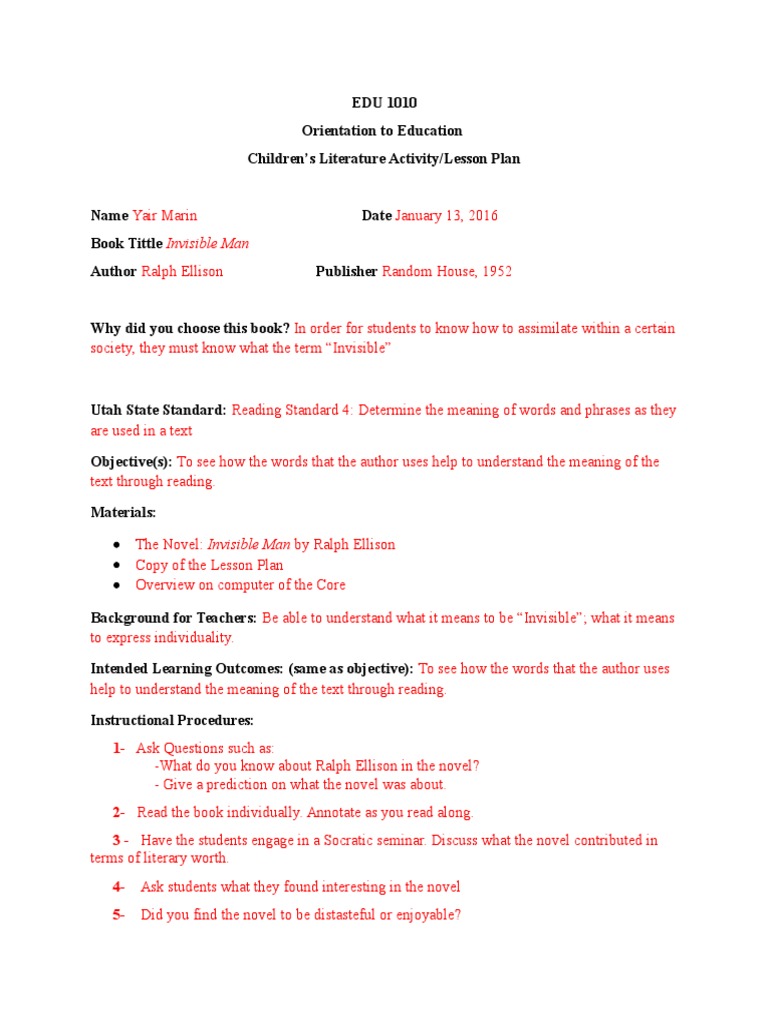Exploring "Invisible Man" in Education | PDF | Language Arts & Discipline