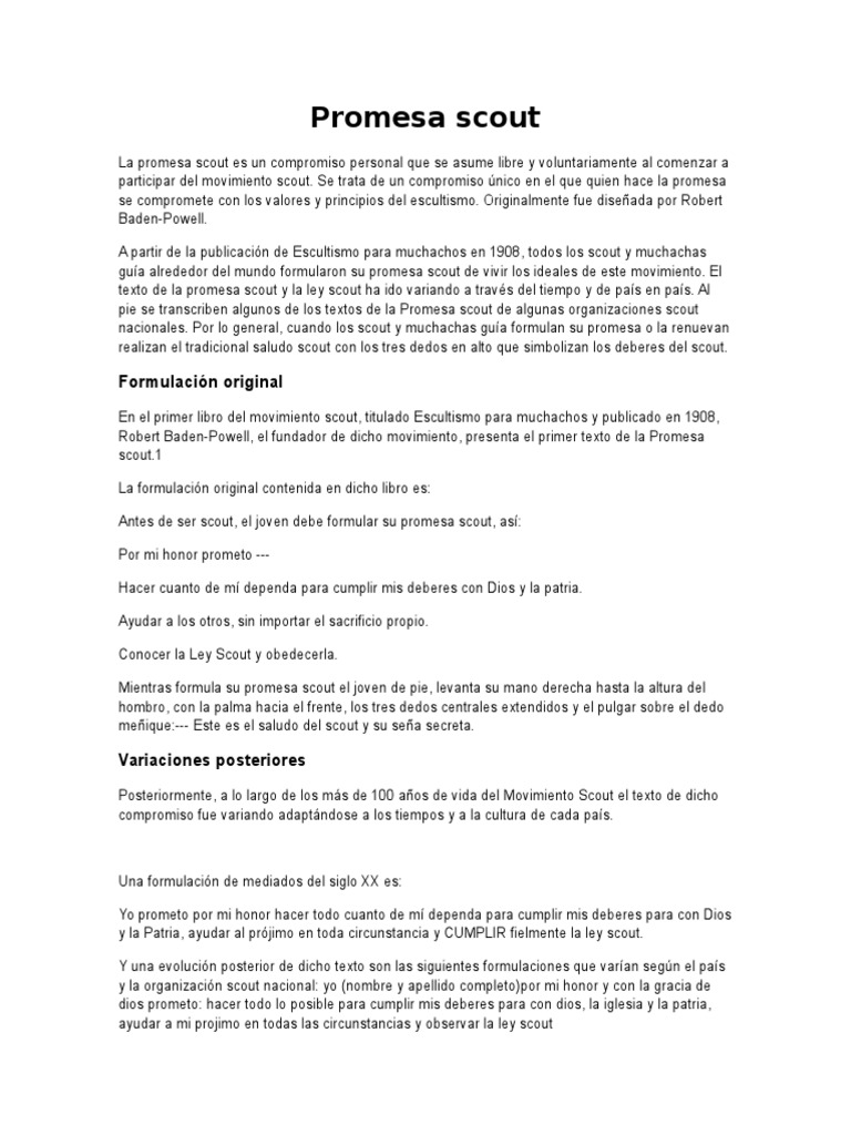 Promesa Scout | PDF | Códigos de conducta | Exploración
