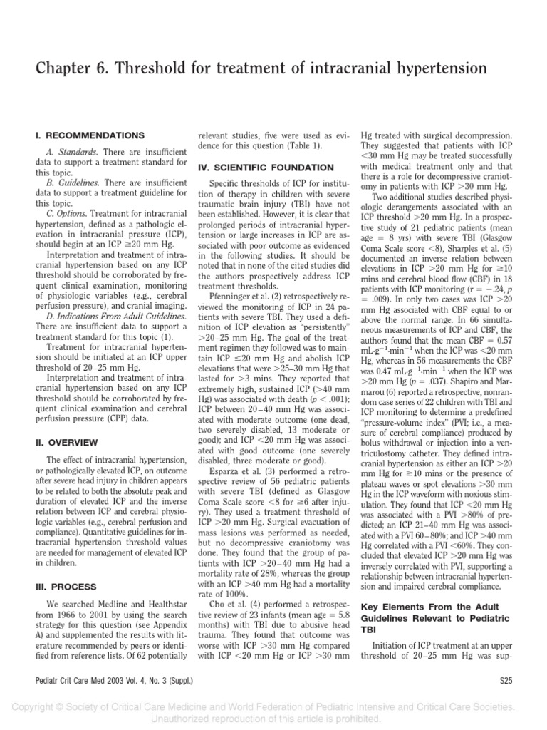 Intracranial Hypertension Treatment Guidelines | PDF | Traumatic Brain ...