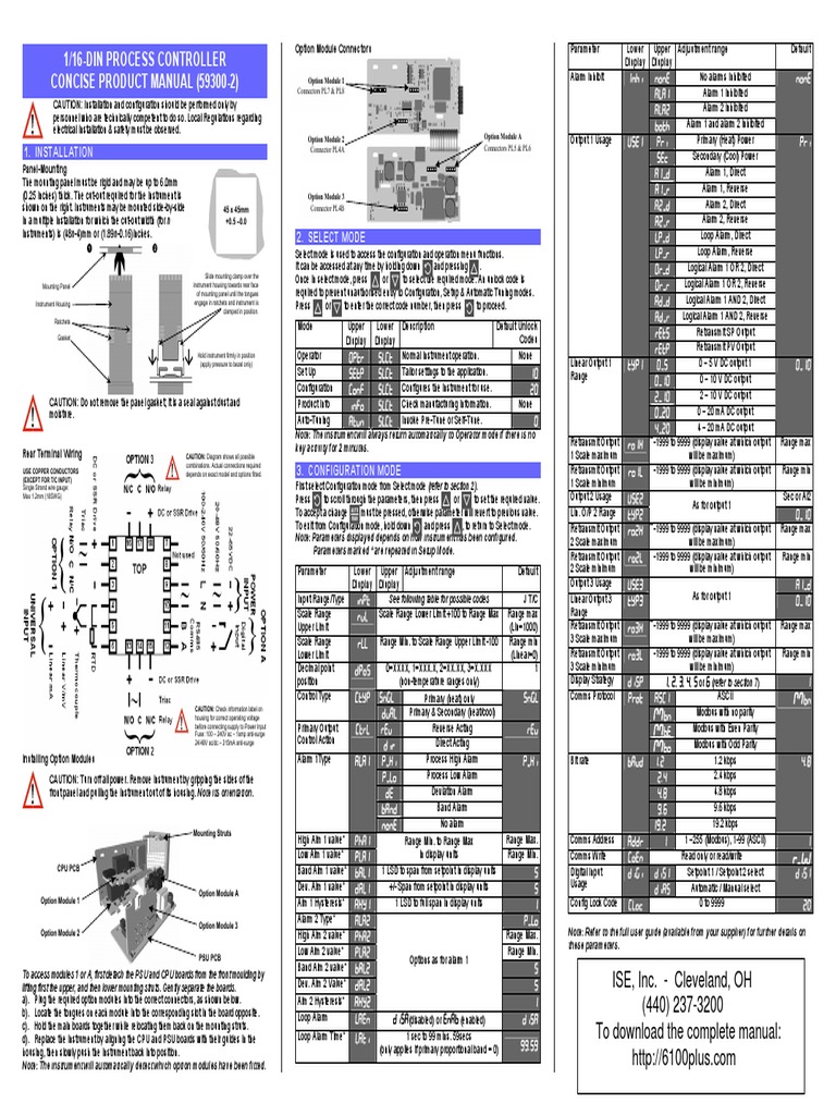 1/16-Din Process Controller Concise Product Manual (59300-2) | Download Free PDF | Parameter ...