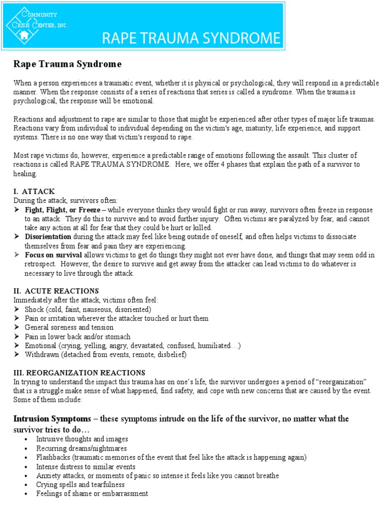 Rape Trauma Syndrome | PDF | Psychological Trauma | Rape