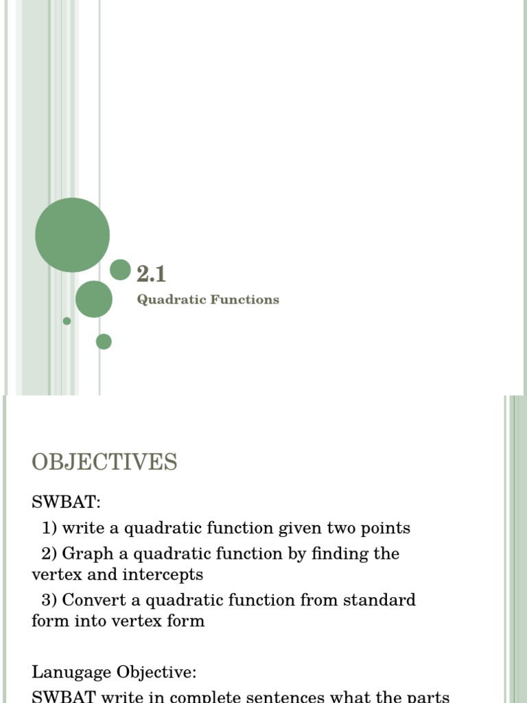 2.1 Quadratics Notes | PDF | Quadratic Equation | Vertex (Graph Theory)