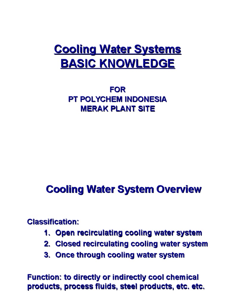 Training Cooling Water Handout For Operator | PDF | Corrosion | Chlorine