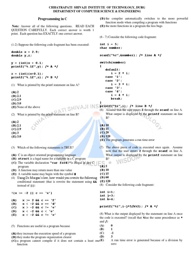 Programming in C Notes | PDF | C (Programming Language) | Subroutine