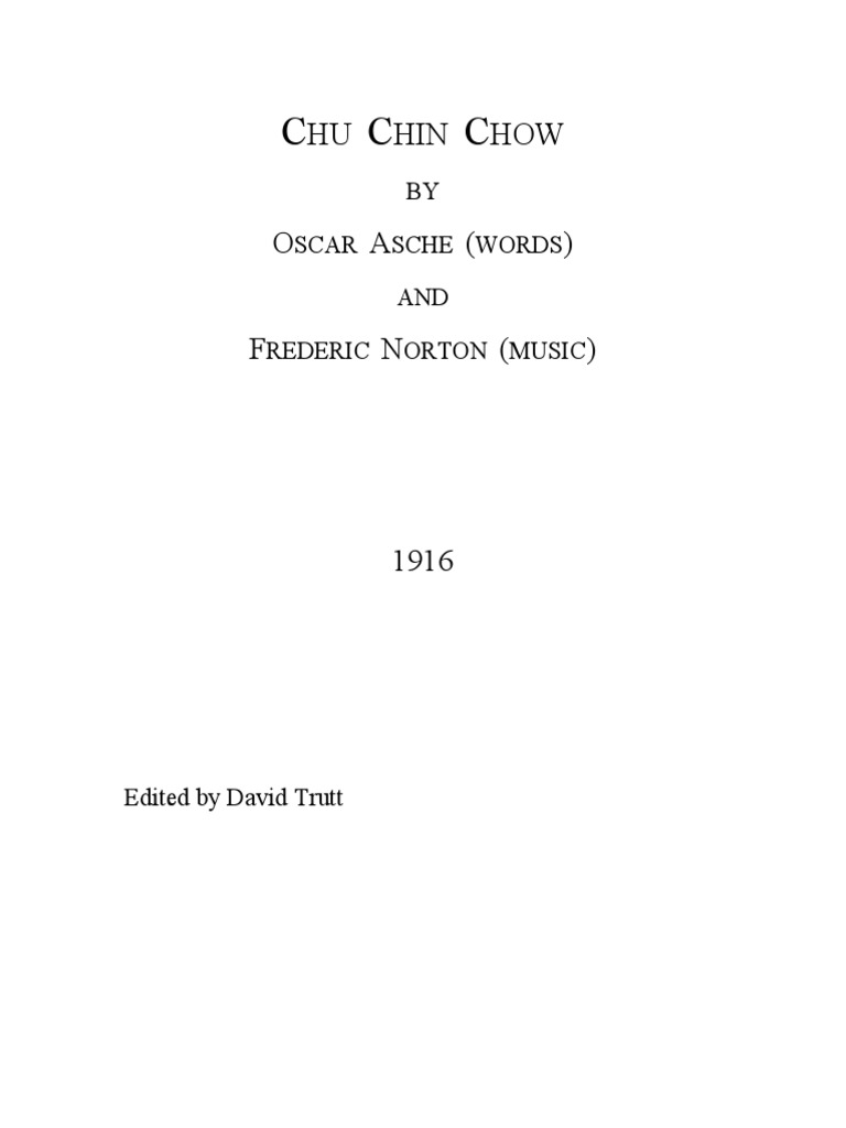 Chu Chin Chow - Libretto (Typescript) | PDF | Theatre | Entertainment ...