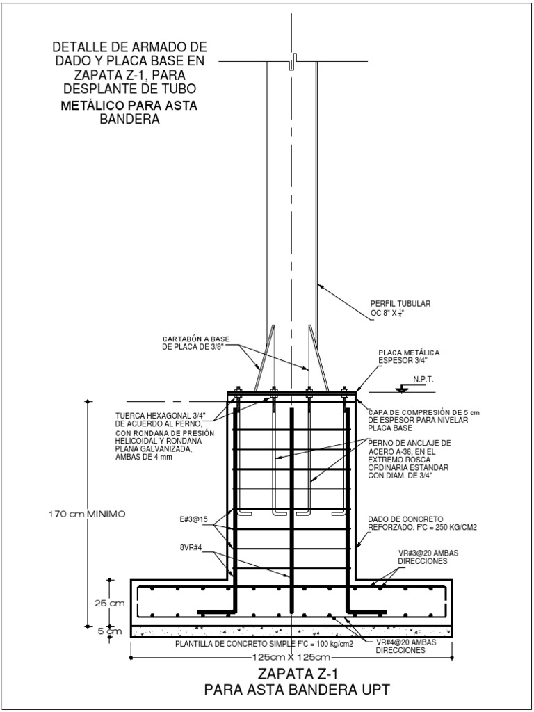 Detalles Cimentacion Asta Bandera-Model-1