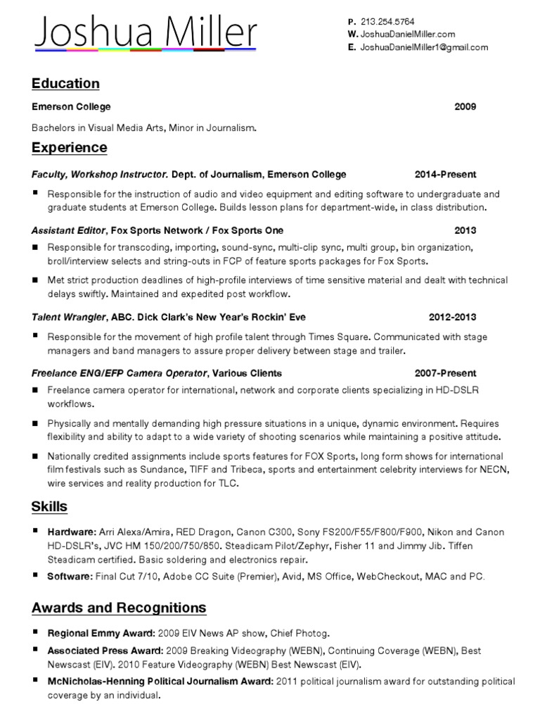 Joshua Miller Resume 2016 | PDF | Computers | Technology & Engineering