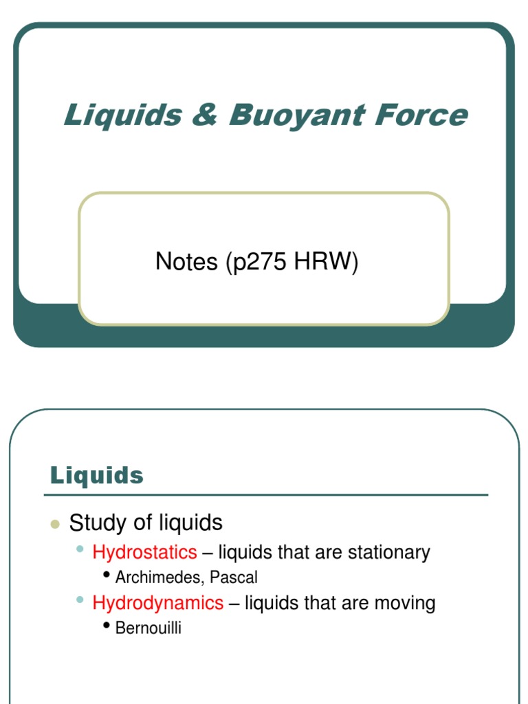 Liquids Difference Between Buoyancy | PDF | Buoyancy | Pressure