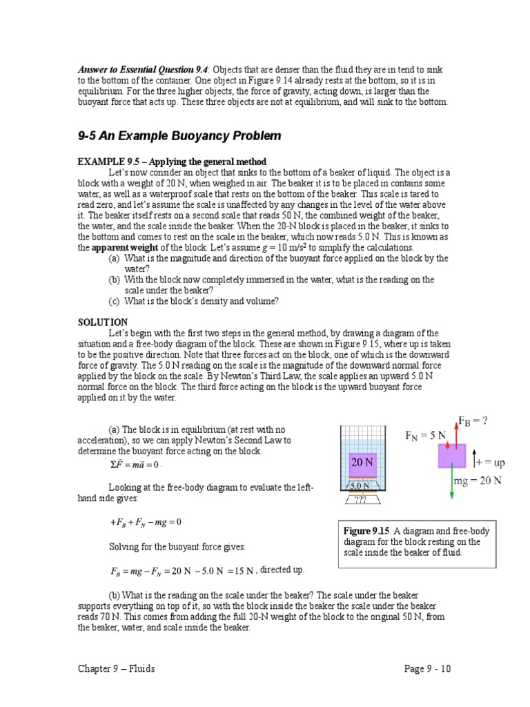 Buoyancy Problem Example For Fluid Mechanics | PDF | Buoyancy | Weight