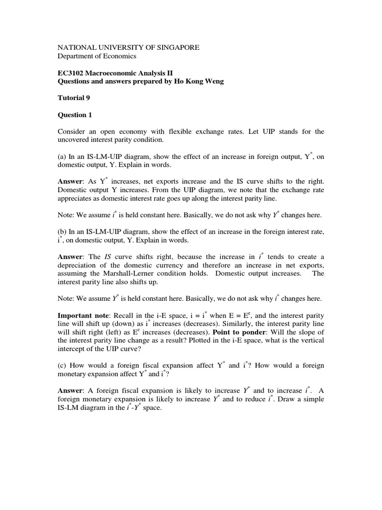 Ec3102 T9 | PDF | Monetary Policy | Fixed Exchange Rate System