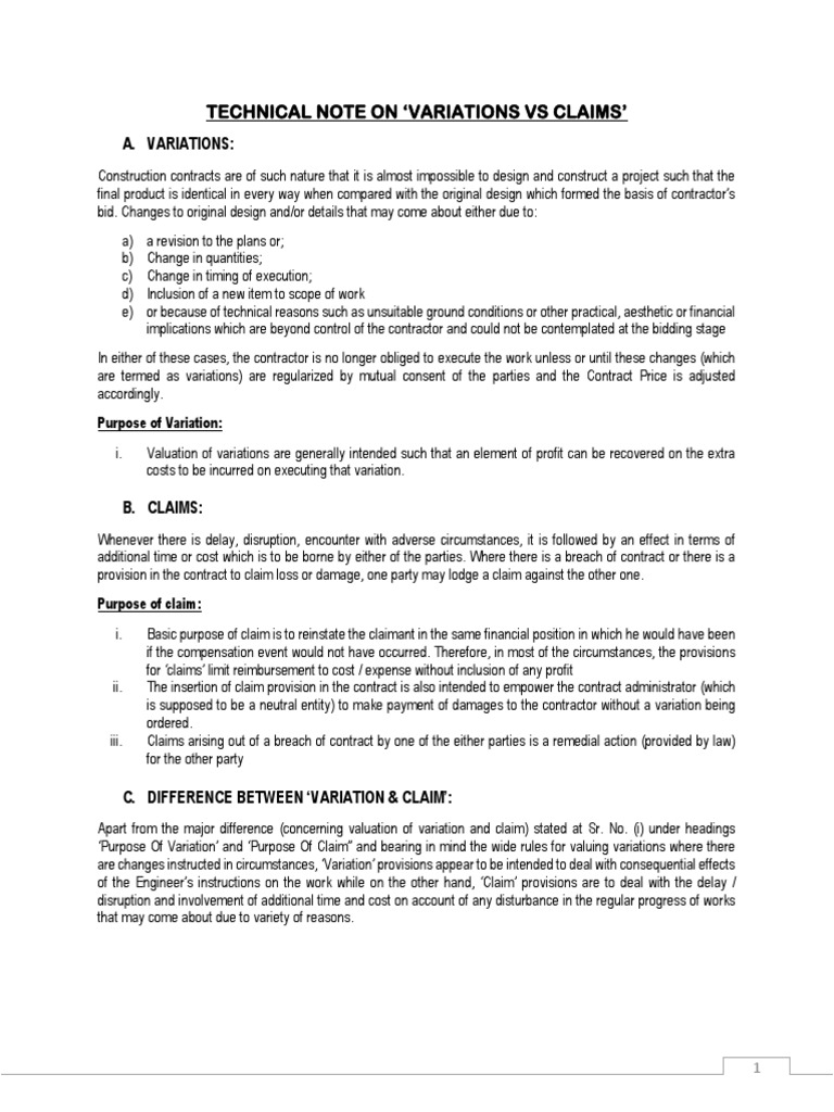 Variations vs. Claims | PDF | Virtue | Common Law