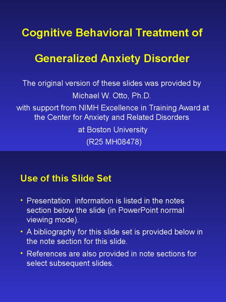 CBT For GAD | PDF | Generalized Anxiety Disorder | Cognitive Behavioral ...