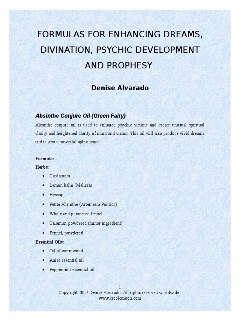 Formulas For Dreams and Divination | PDF | Incense | Clove