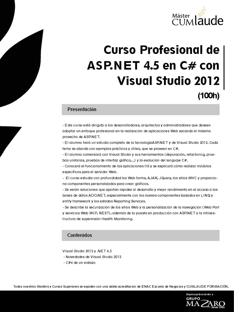 4.5 en C# Con Visual Studio 2012 | PDF | Modelo – Vista – Controlador | Páginas del servidor activo