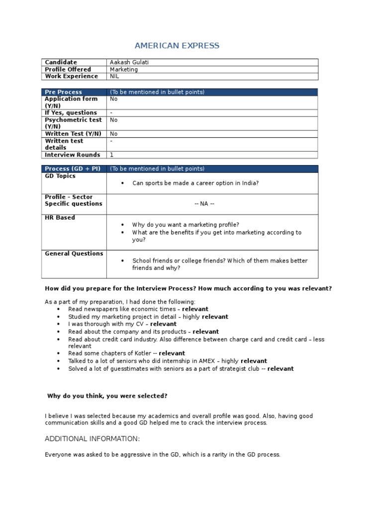 American Express - Aakash Gulati | PDF