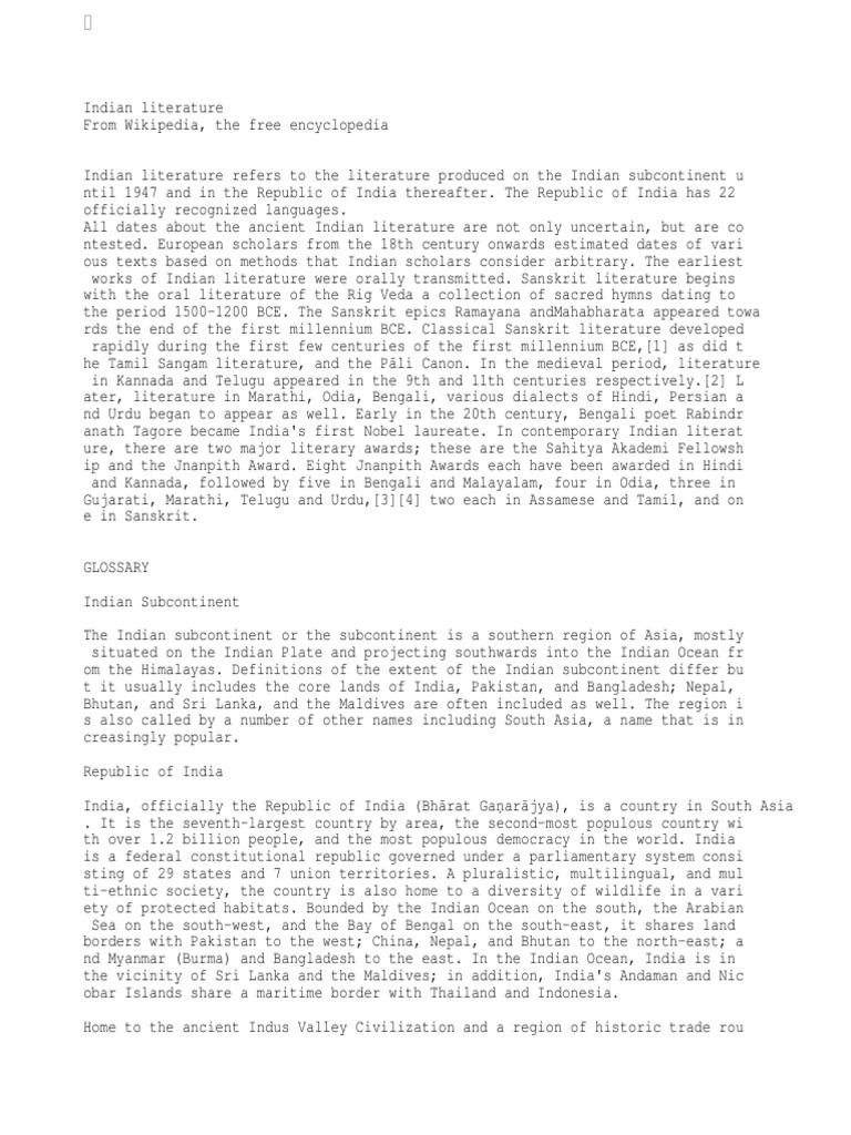 Introduction To Indian Literature | PDF | Ramayana | Indian Literature