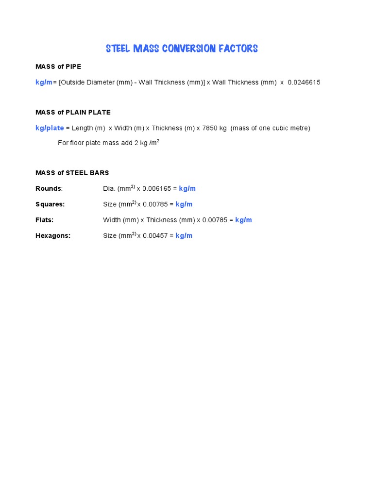 Mass Conversion Factors | PDF