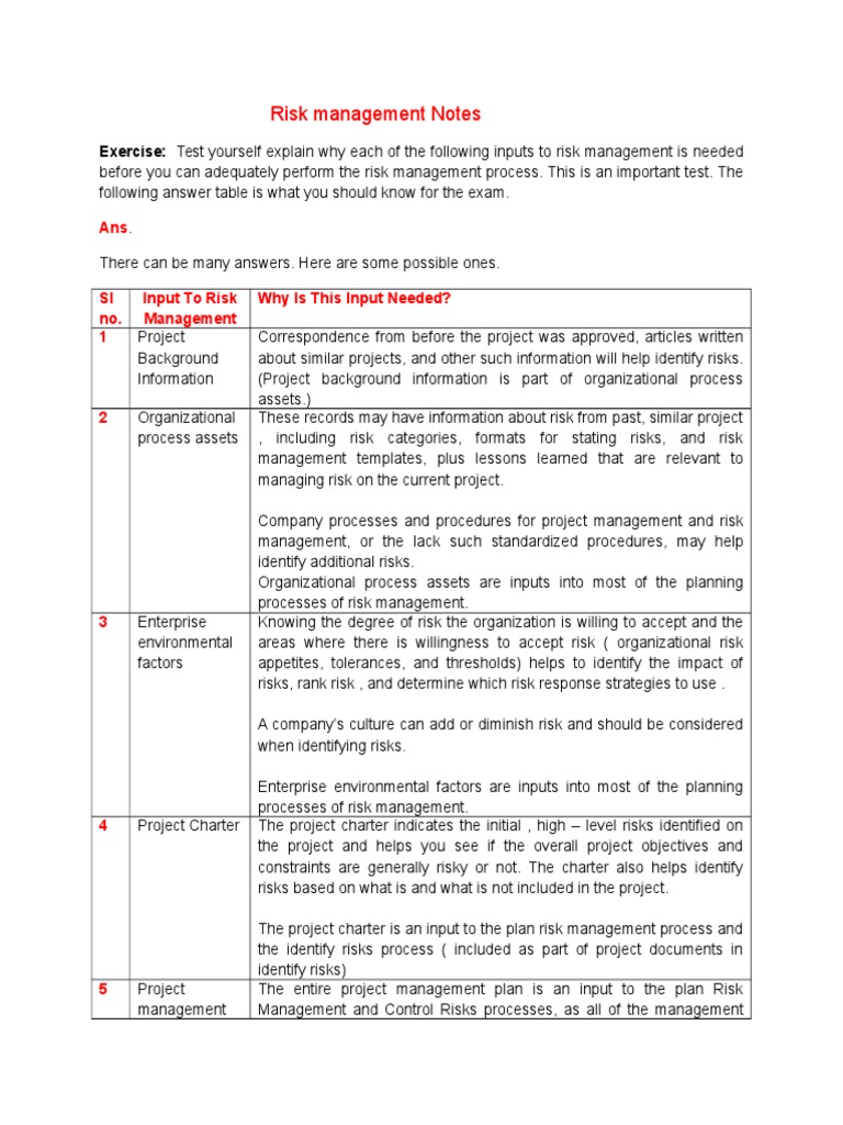 Risk Management Notes Pdf Risk Management Risk