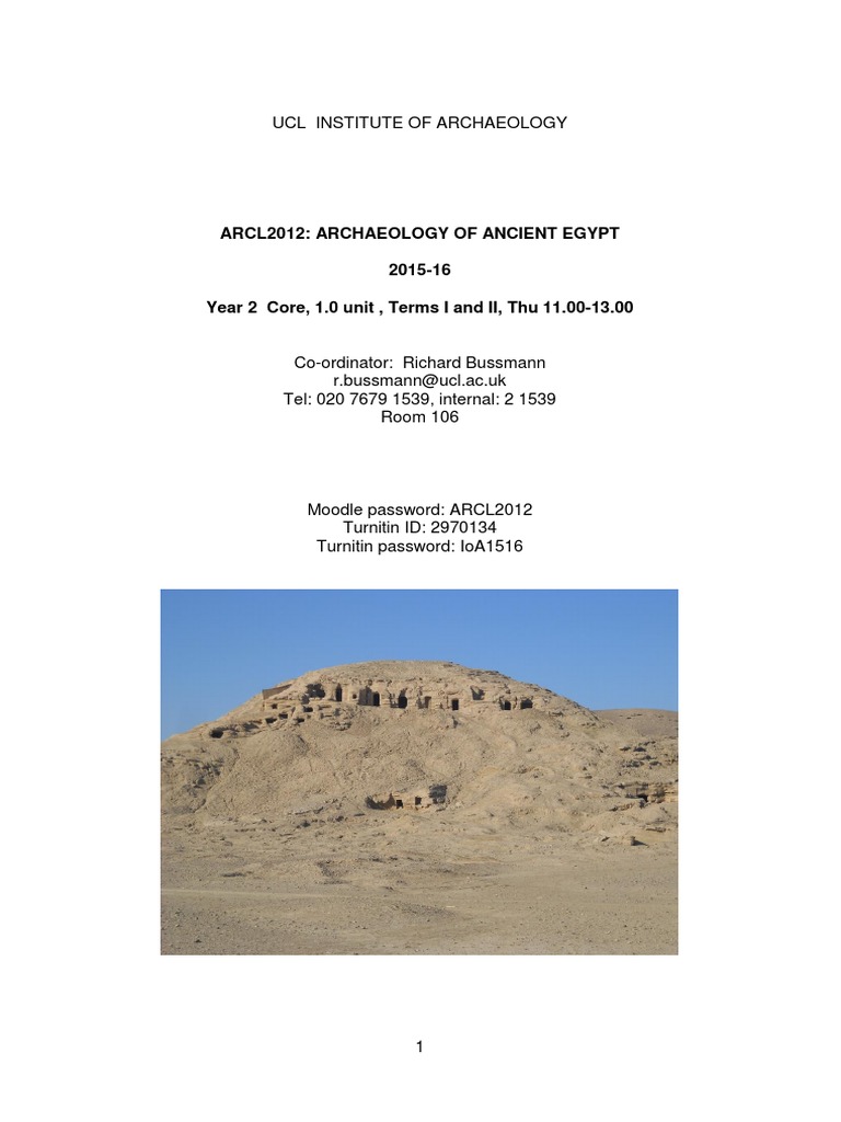 Ancient Egypt Archaeology Course Overview | PDF