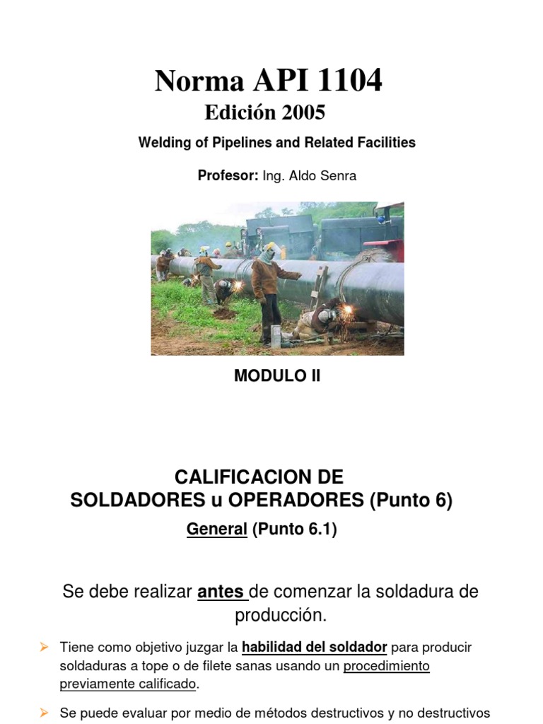 Calificación de Soldadores API 1104 | PDF | Soldadura | Construcción