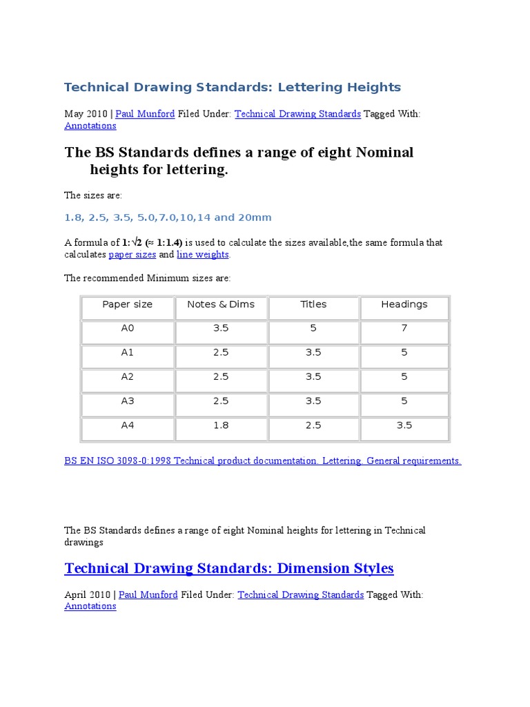 Lettering Heights in Technical Drawings | PDF | Technical Drawing | Science