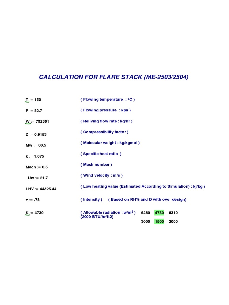 Flare Stack Design Calculations | PDF