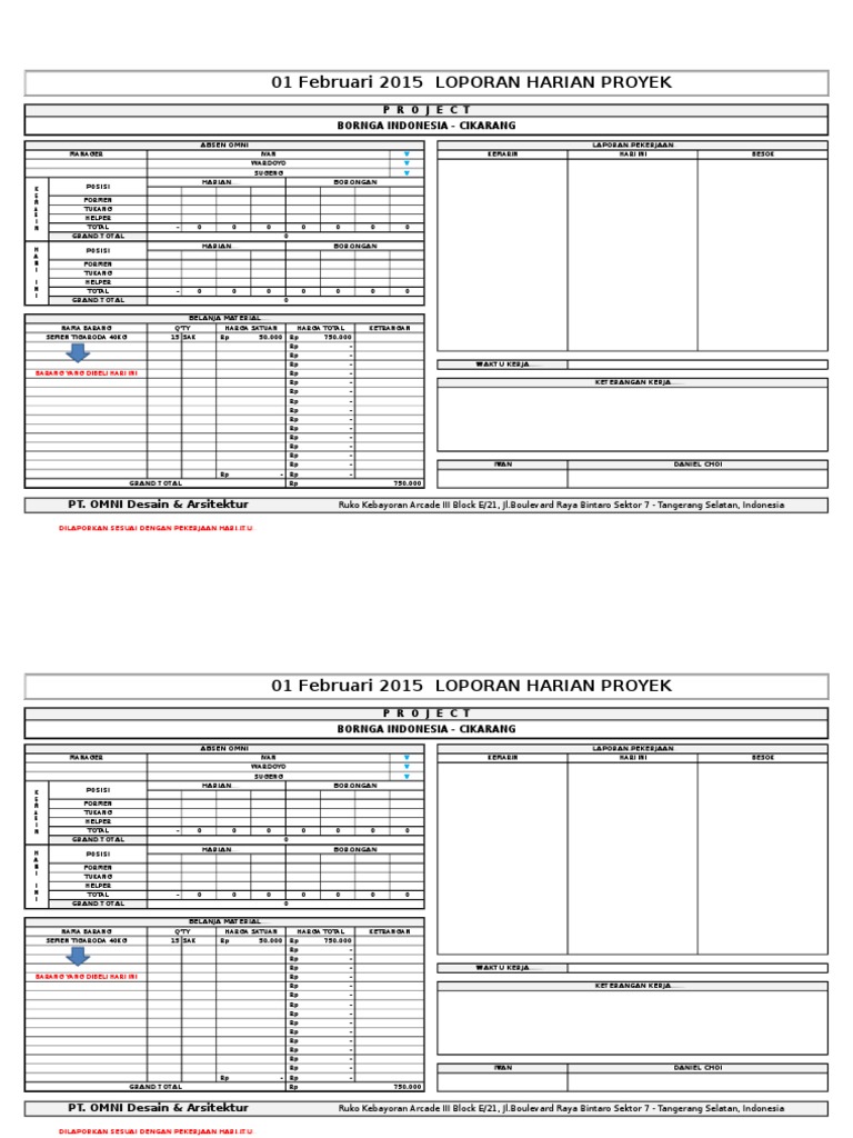 Laporan Harian Proyek | PDF