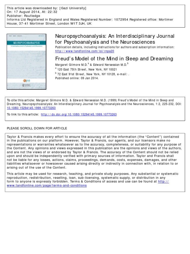 Freud's Mind Model in Dreams | PDF | Dream | Consciousness