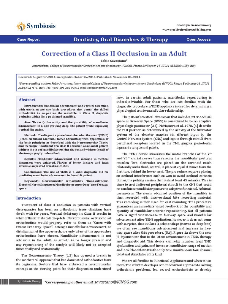 Correction of A Class II Occlusion in An Adult | PDF | Orthodontics ...