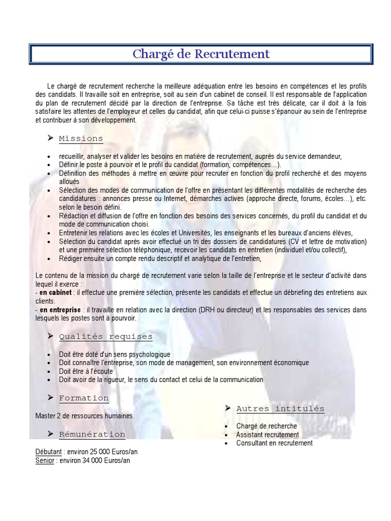 Fiche Poste Charg de Recrutement | PDF