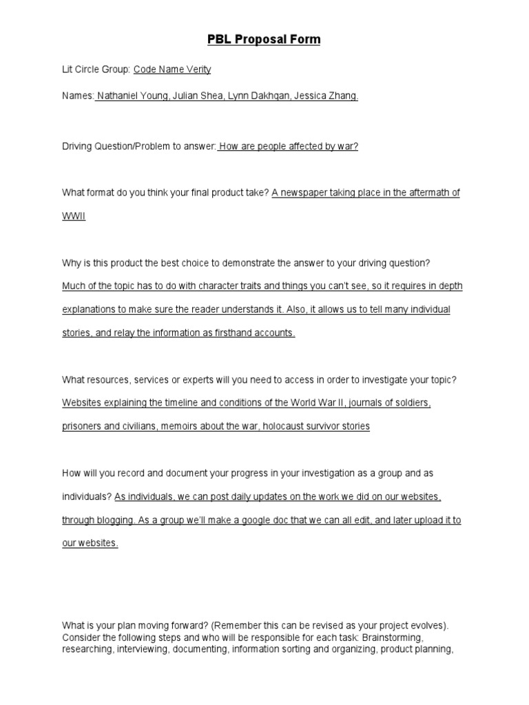 WWII Impact: Project Proposal Form | PDF | Politics | Social Science