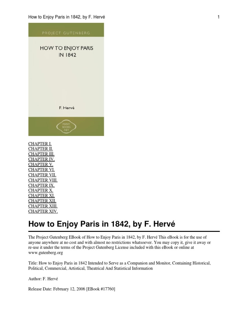 How to Enjoy Paris in 1842 | PDF | Project Gutenberg | Gentleman