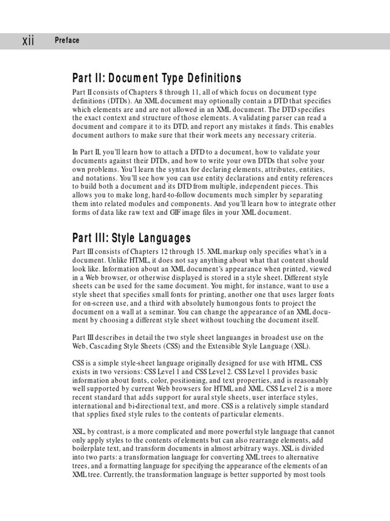 Part II: Document Type Definitions: Preface | PDF | Cascading Style ...