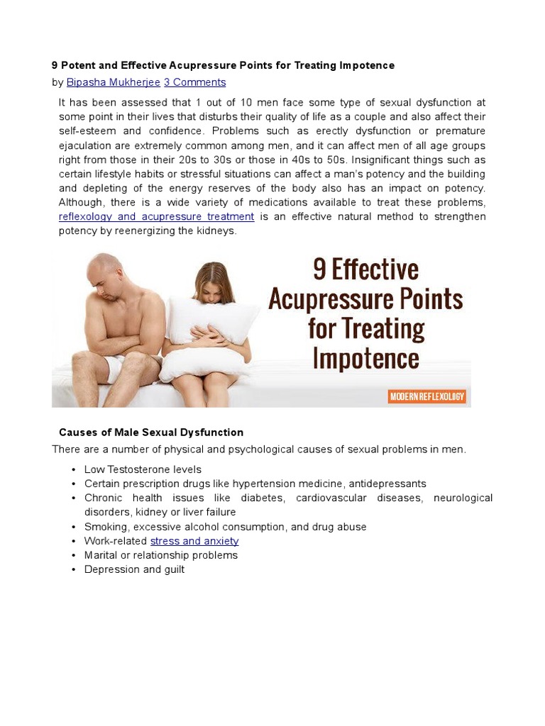 9 Potent And Effective Acupressure Points For Treating Impotence Pdf Sexual Dysfunction