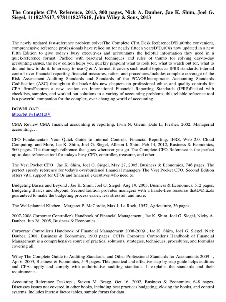 The Complete CPA Reference | PDF | Inertia | Accounting