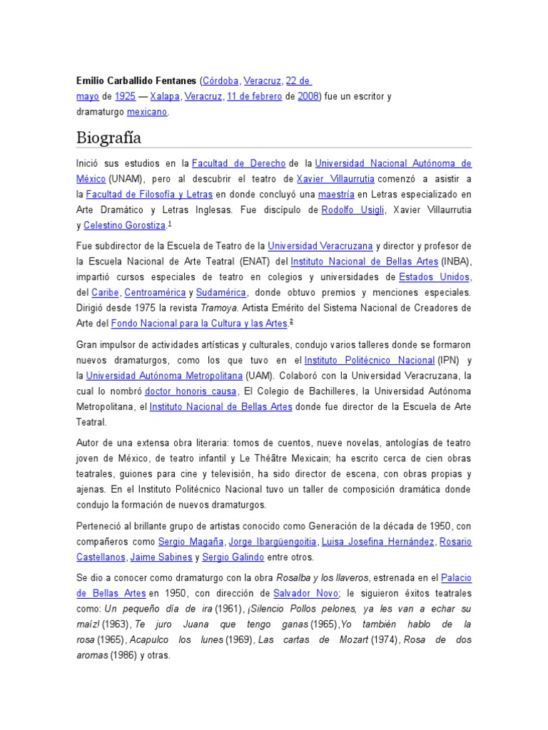 Biografía de Emilio Carballido | PDF | Personas