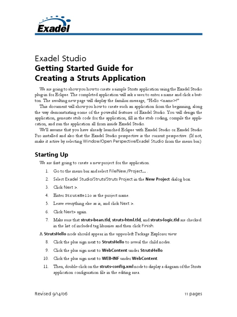 Exadel Studio: Getting Started Guide For Creating A Struts Application | PDF | Java Server Pages ...