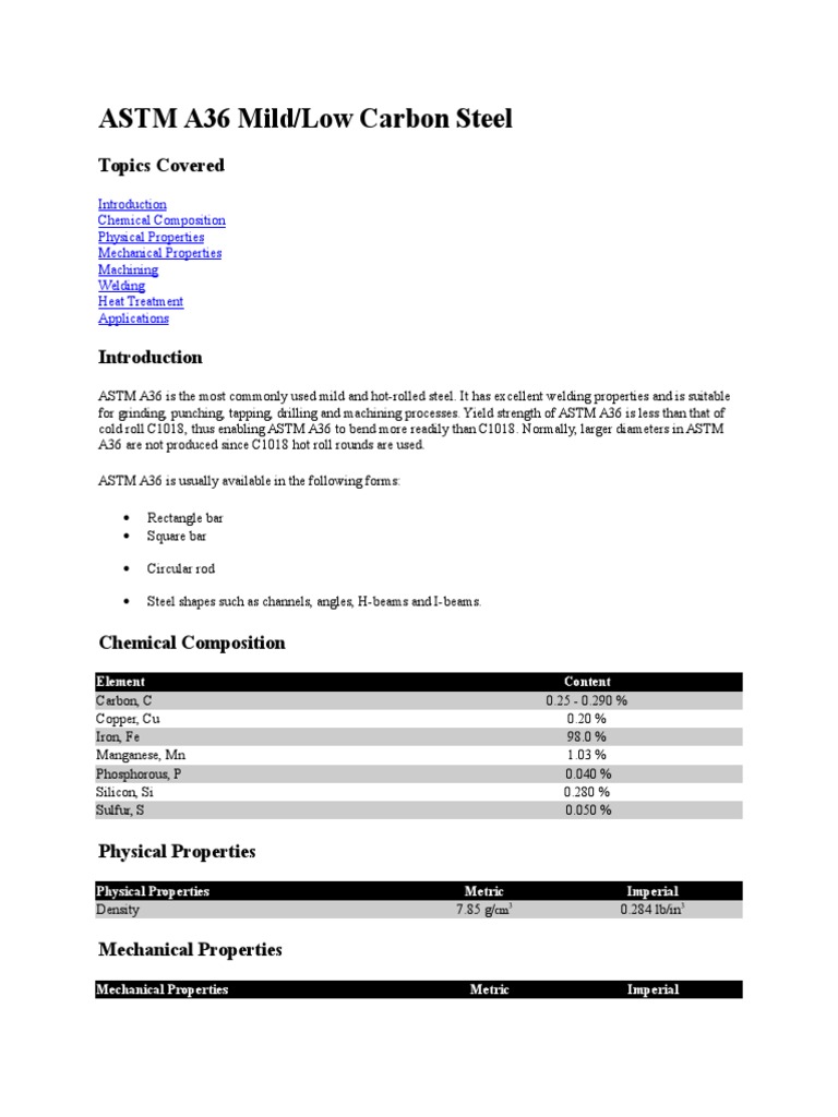 ASTM A36 Steel Guide | PDF