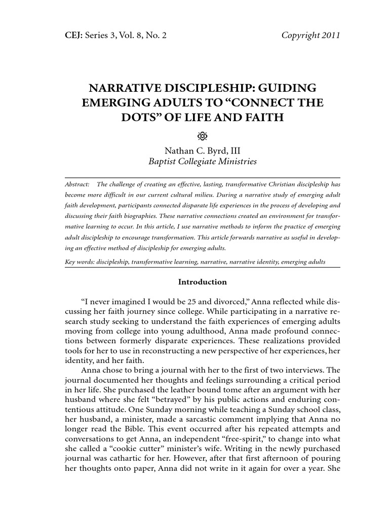 Narrative Discipleship - Guiding Emerging Adults To "Connect The Dots ...