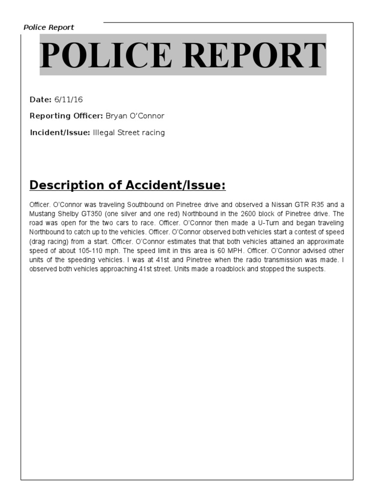 Police Report Template | PDF