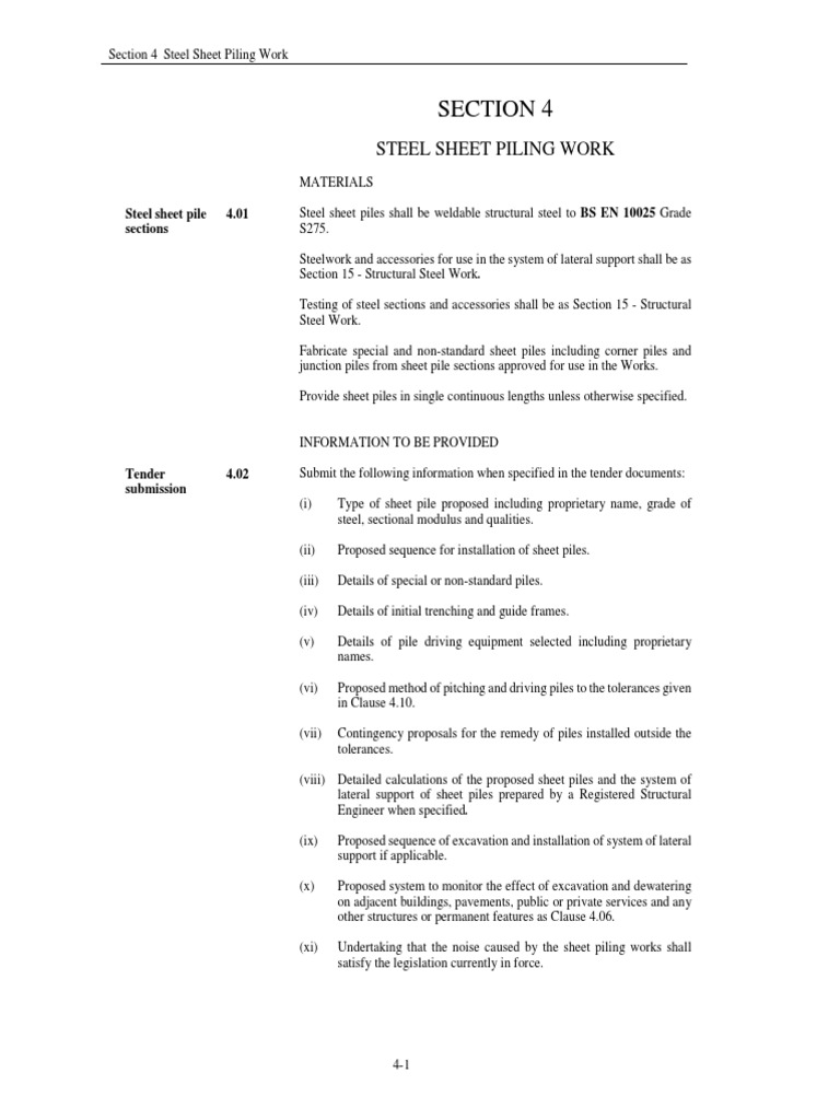 Steel Sheet Piling Specification | PDF | Deep Foundation | Engineering ...