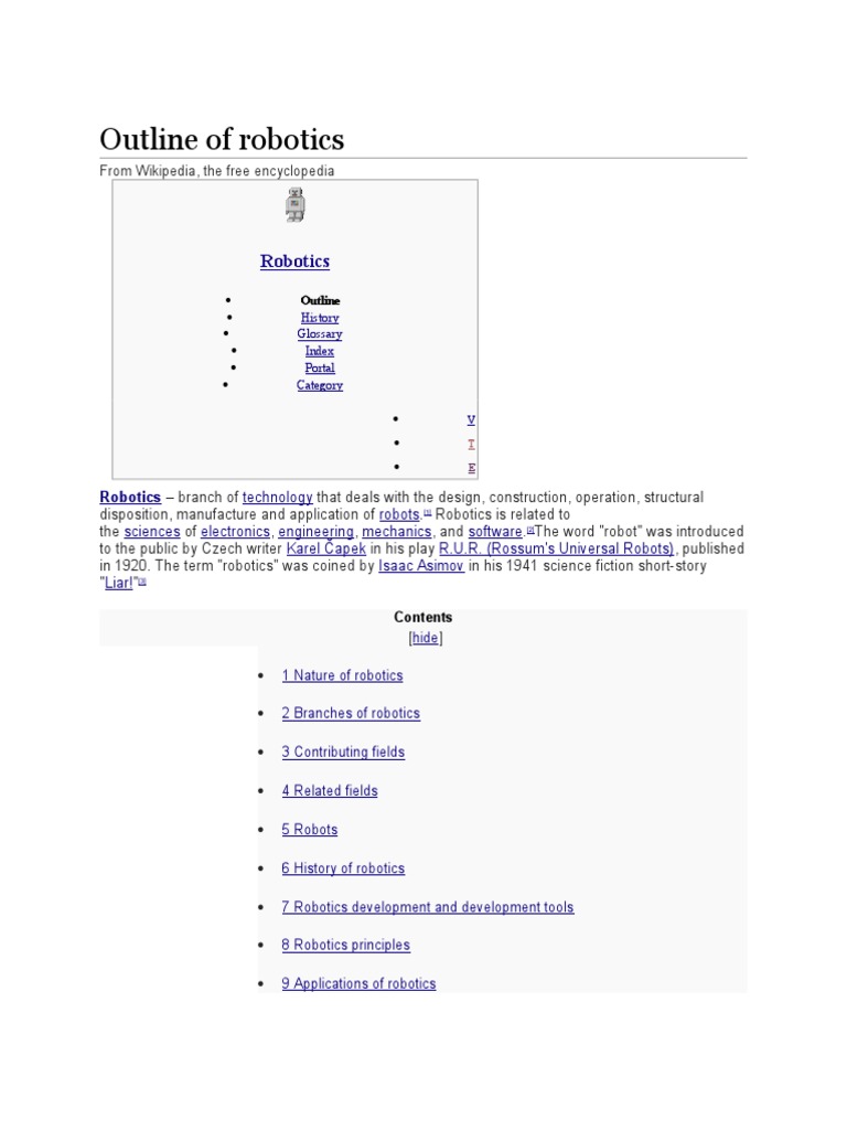 Outline of Robotics | PDF | Robot | Robotics