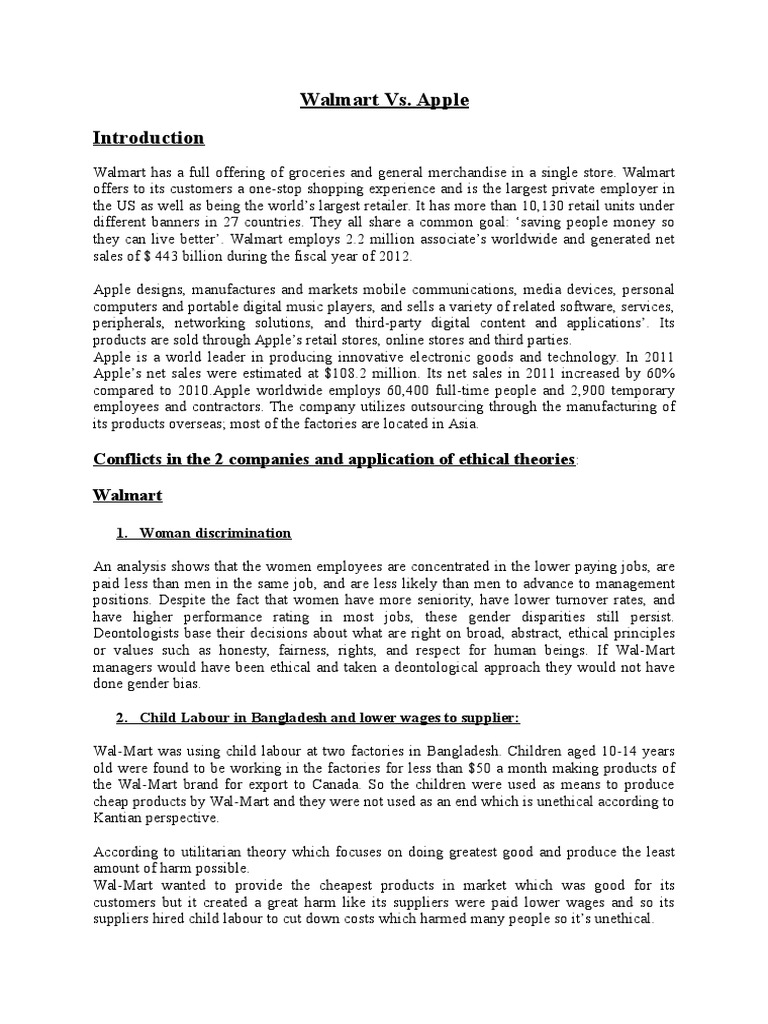 Walmart Vs Apple Ethics | PDF | Apple Inc. | Walmart