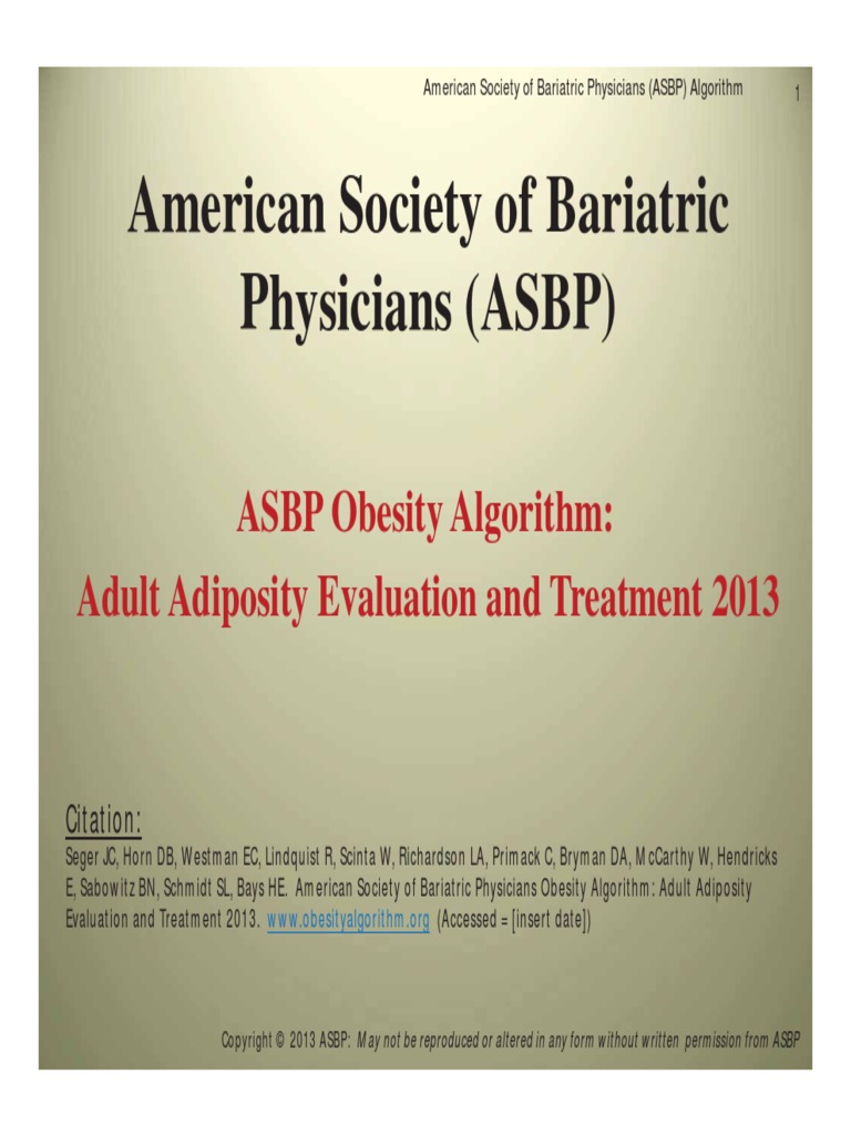 ASBP Obesity Algorithm PDF | PDF | Bariatric Surgery | Obesity