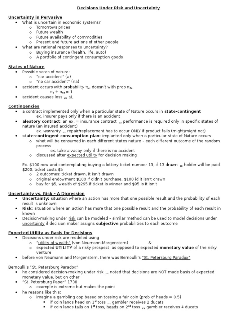 Decision-Making Under Risk & Uncertainty | PDF | Utility | Risk Aversion