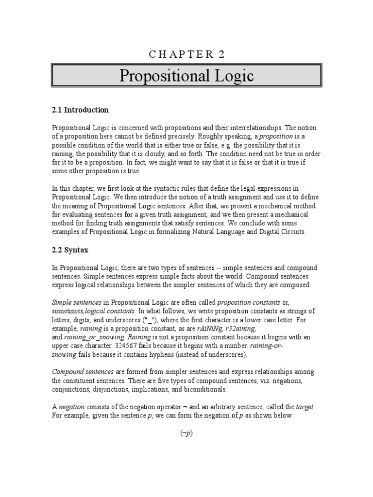 C H A P T e R 2 | PDF | Interpretation (Logic) | Proposition