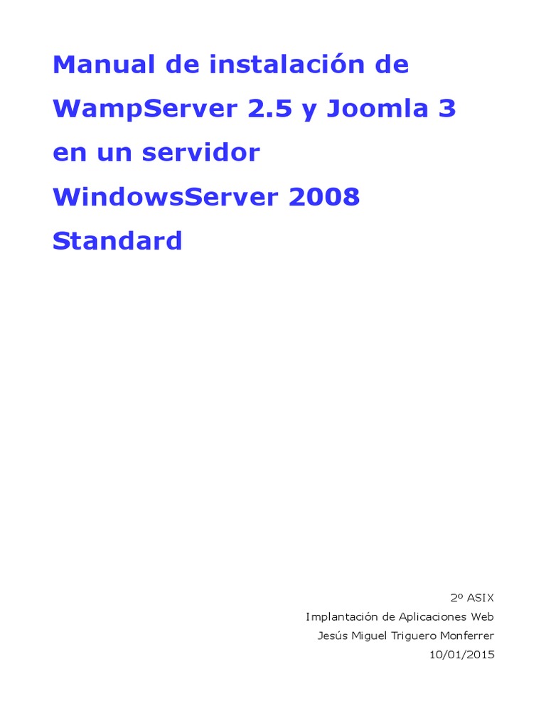 Manual de Instalación de WampServer 2.5 y Joomla 3 en Un Servidor WindowsServer 2008 Standard ...